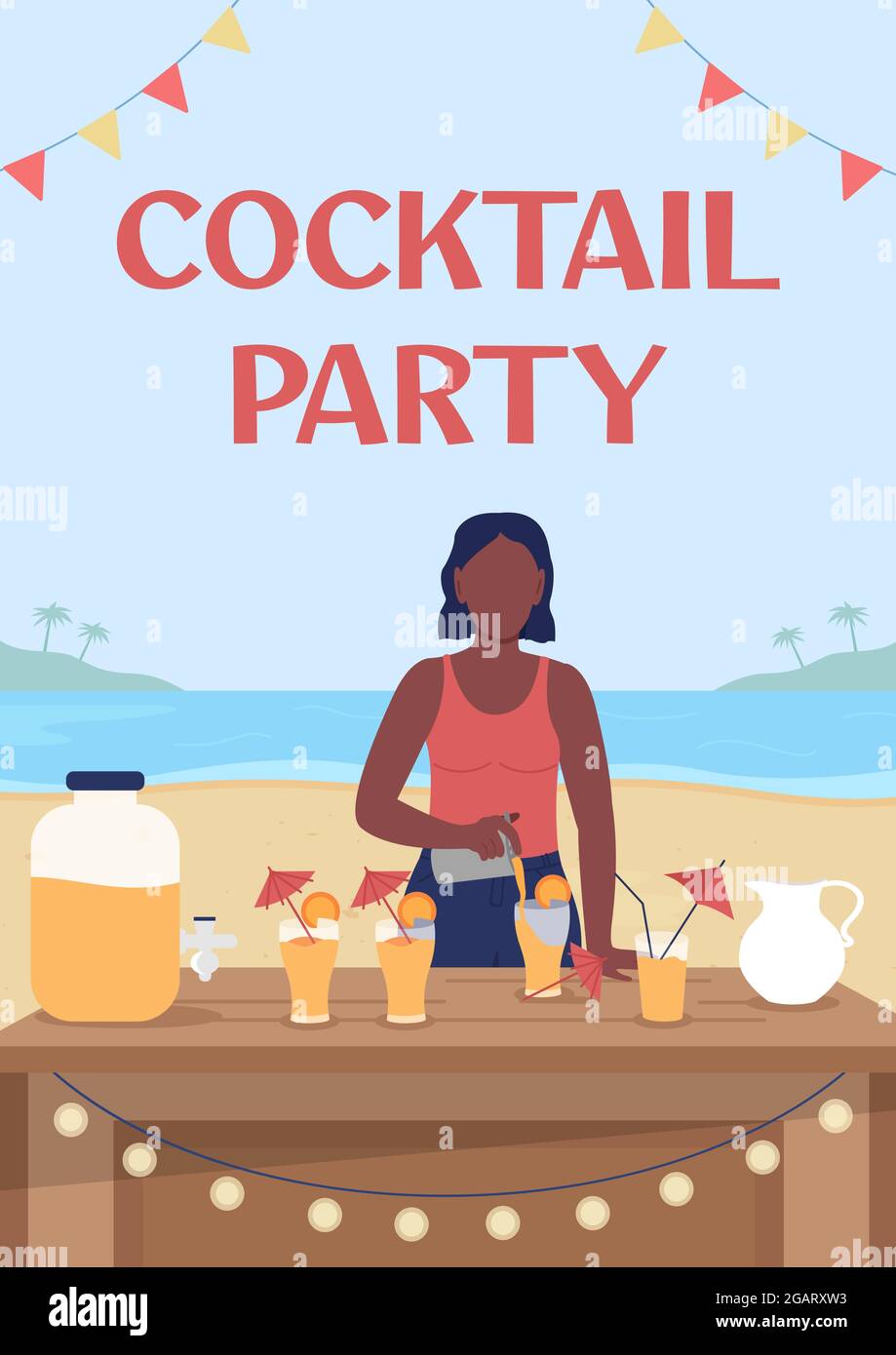 Cocktail party poster flat vector template Stock Vector Image & Art - Alamy