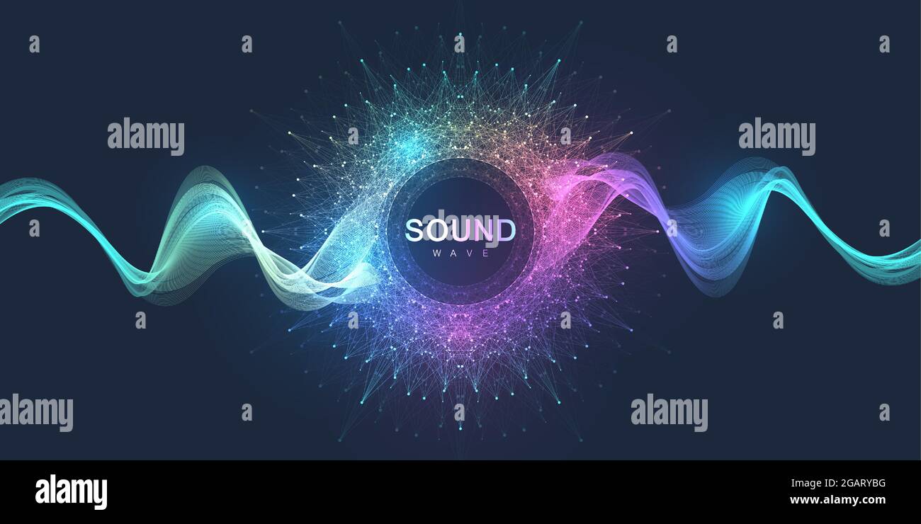 Sound poster design with abstract gradient line waves. Music wave ...