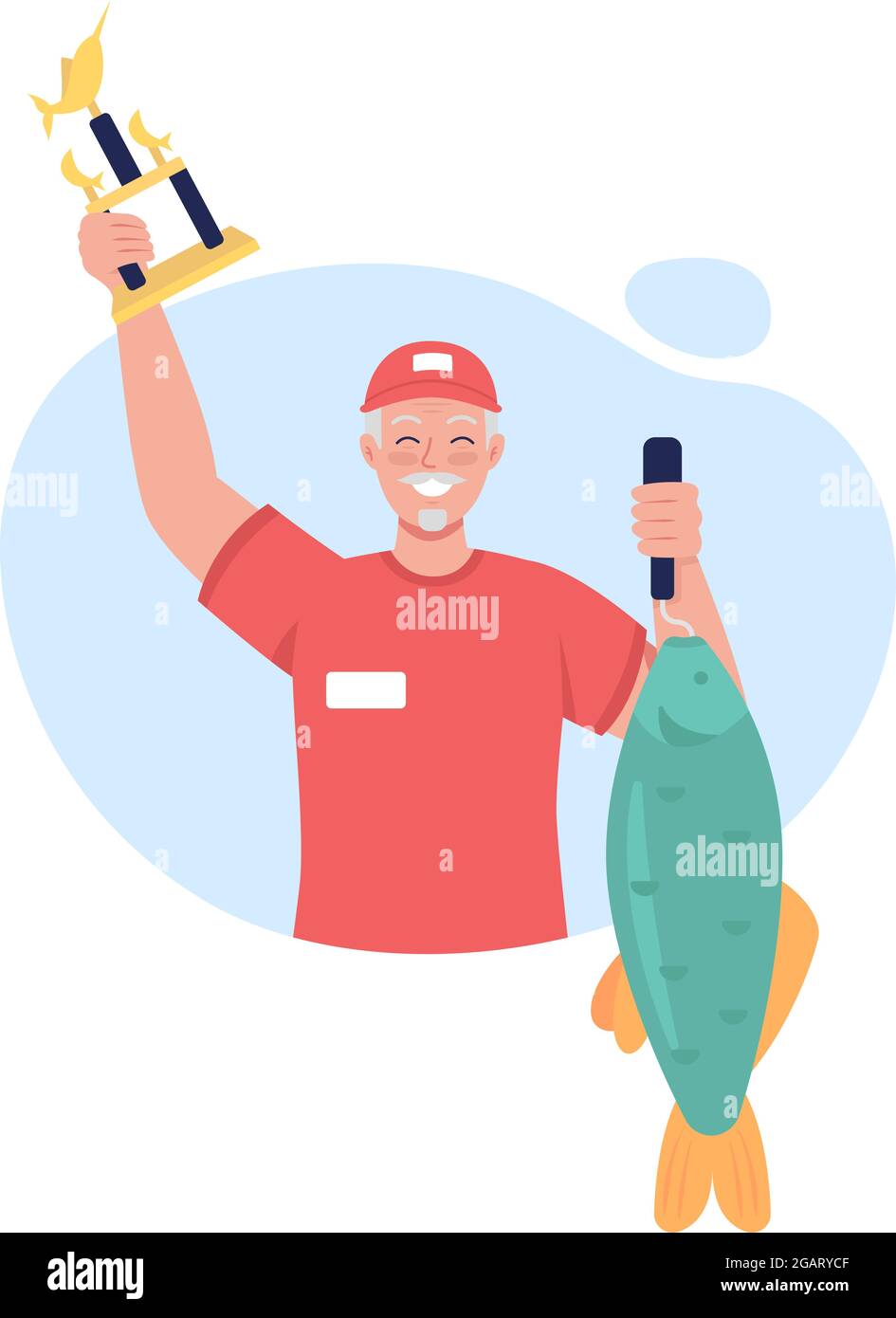 Winning fishing tournament 2D vector isolated illustration Stock Vector ...