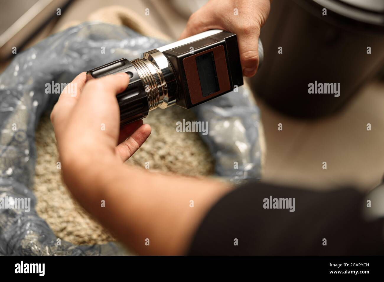 raw coffee testing before roast Stock Photo - Alamy