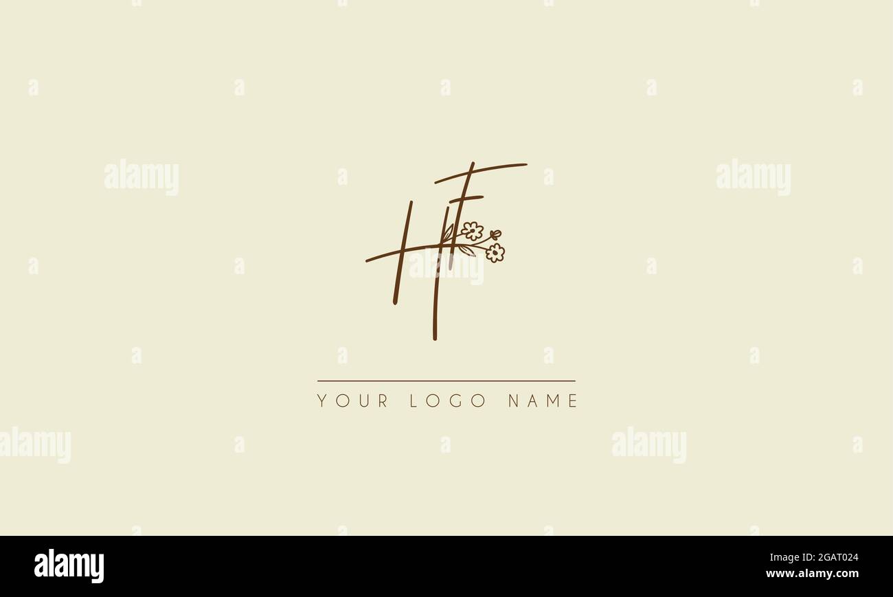 Initial letter HF Or FH Signature handwritten wedding botanical floral ...