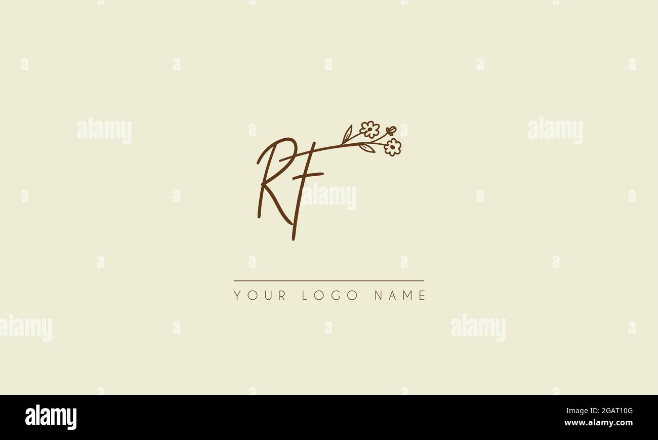 Initial letter RF Or FR Signature handwritten wedding botanical floral ...