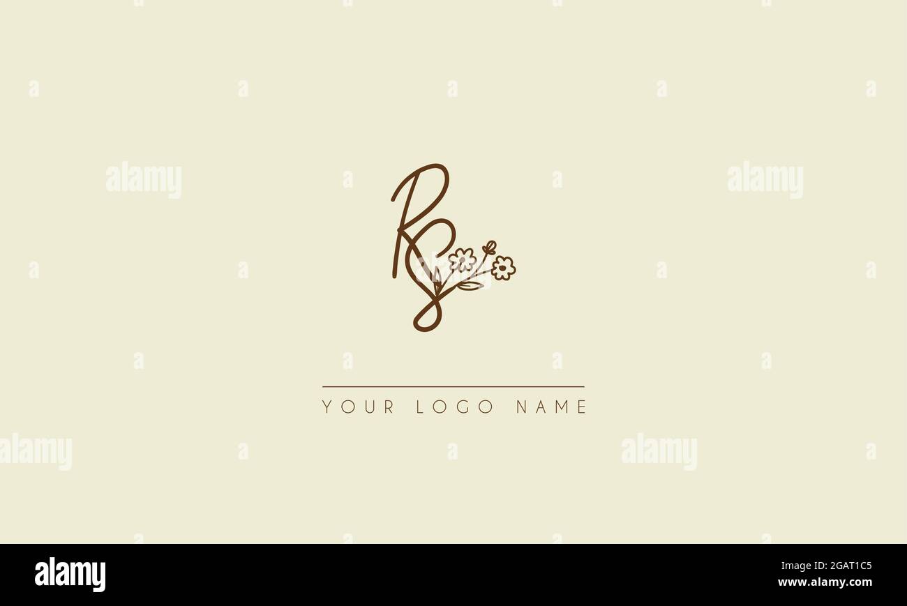 Initial letter RS Or SR Signature handwritten wedding botanical floral ...