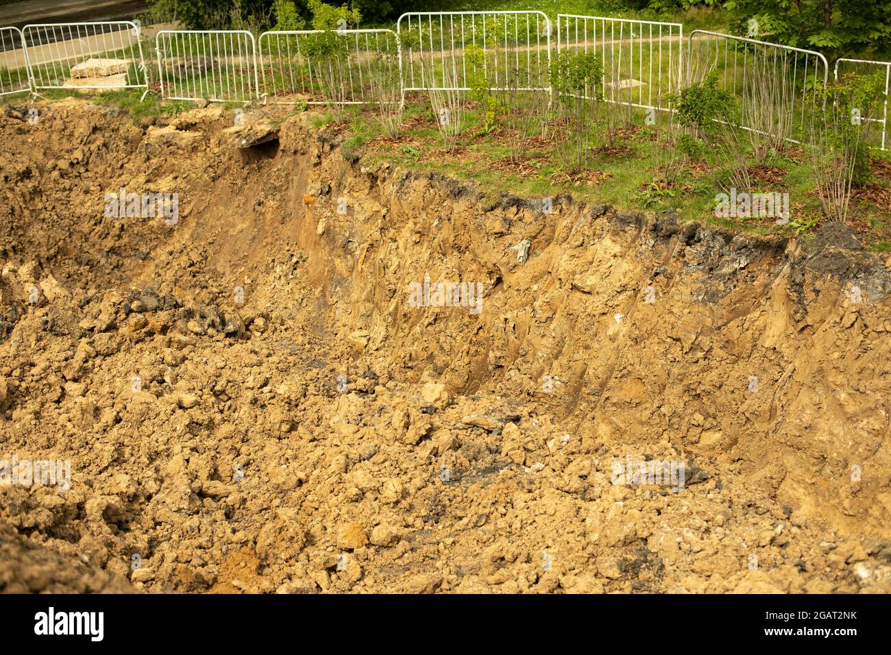 Dug up earth. Construction excavation of soil. Dump of land at a ...