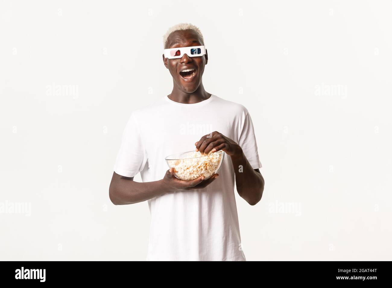 Portrait of amused carefree african-american guy, wearing 3d glasses ...