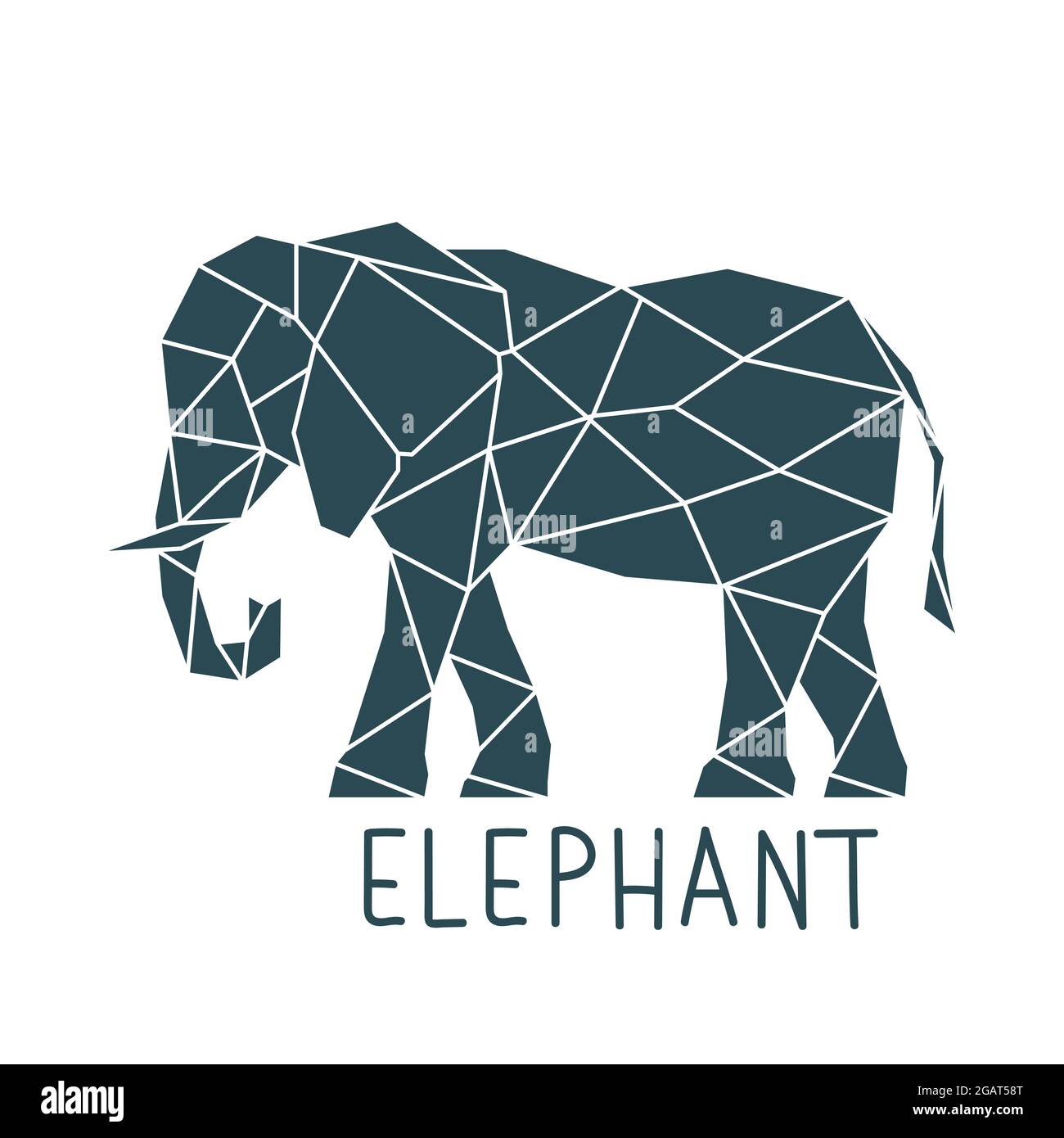 Geometric polygonal Elephant Print with lettering. Scandinavian style ...