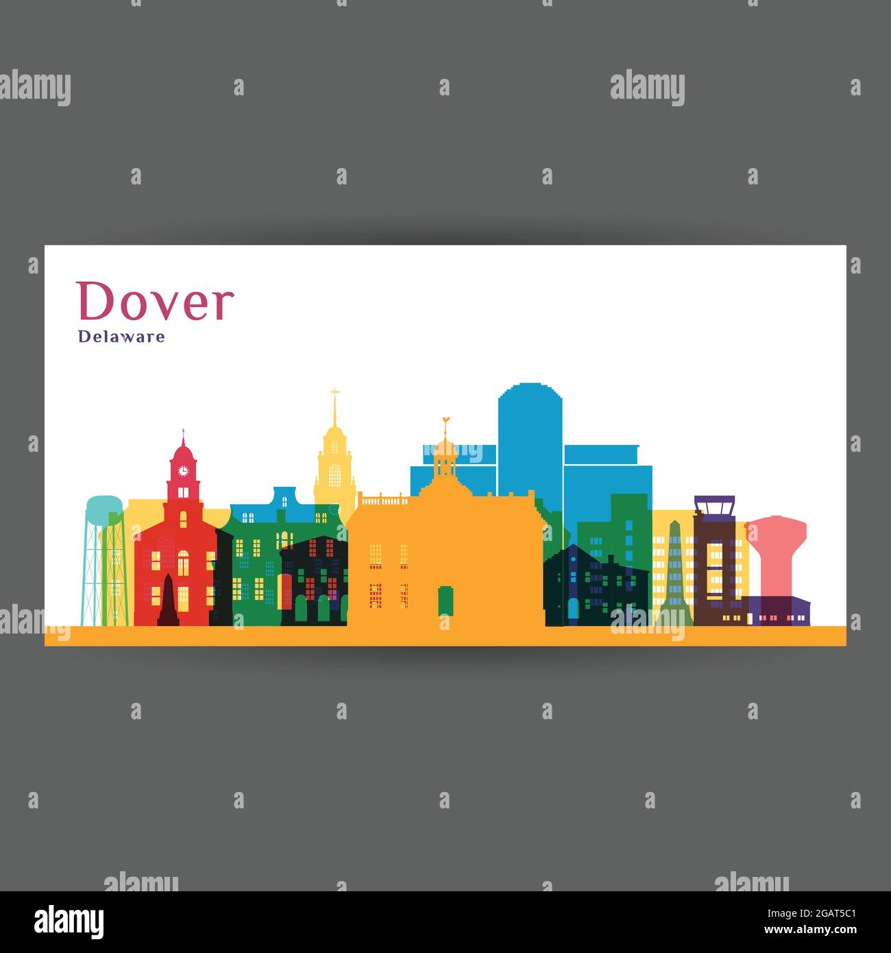 Dover city architecture silhouette. Colorful skyline. City flat design ...