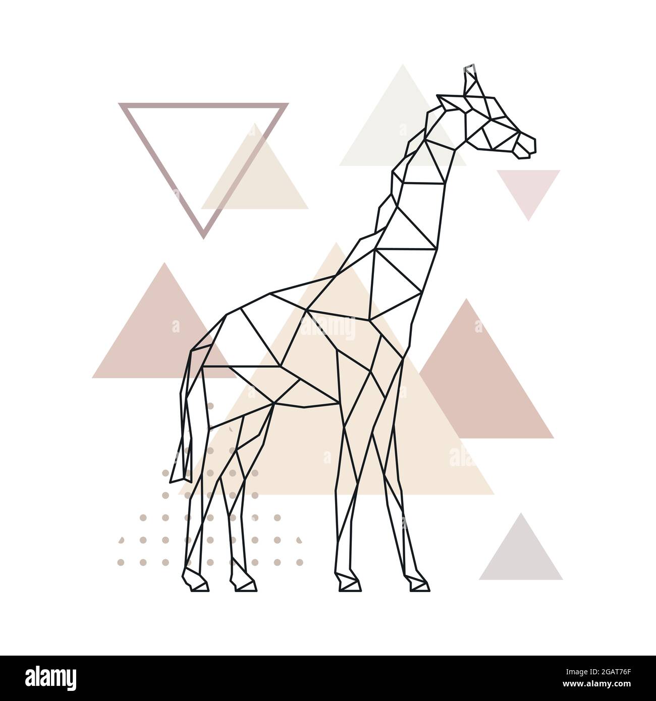 Geometric Giraffe on simple triangles background. Polygonal style print ...
