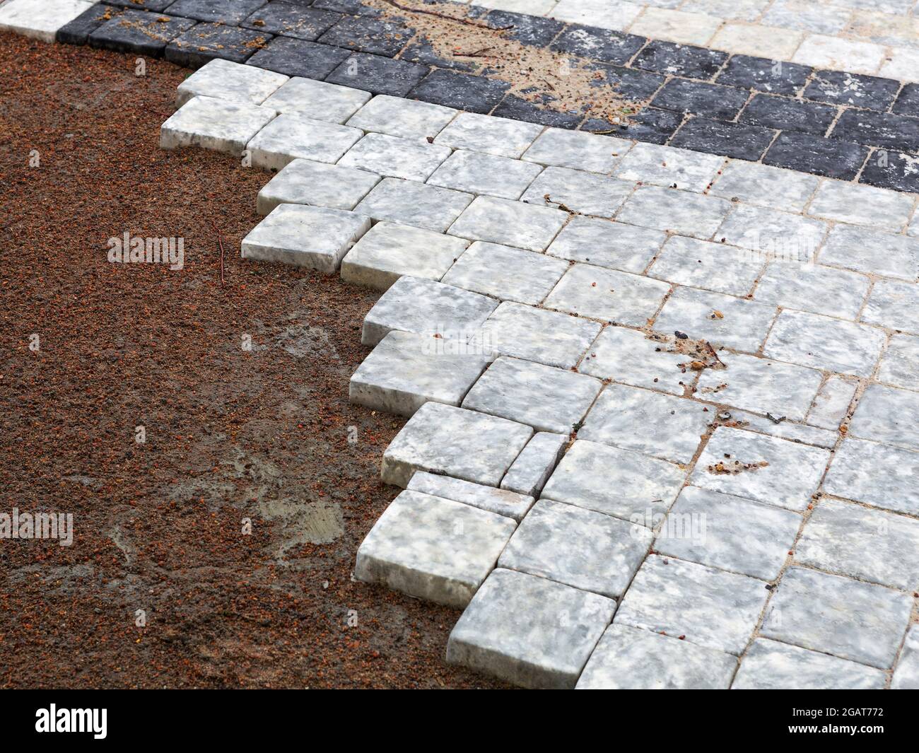 Background mosaic made of colored marble, marble tiles laying on a city ...