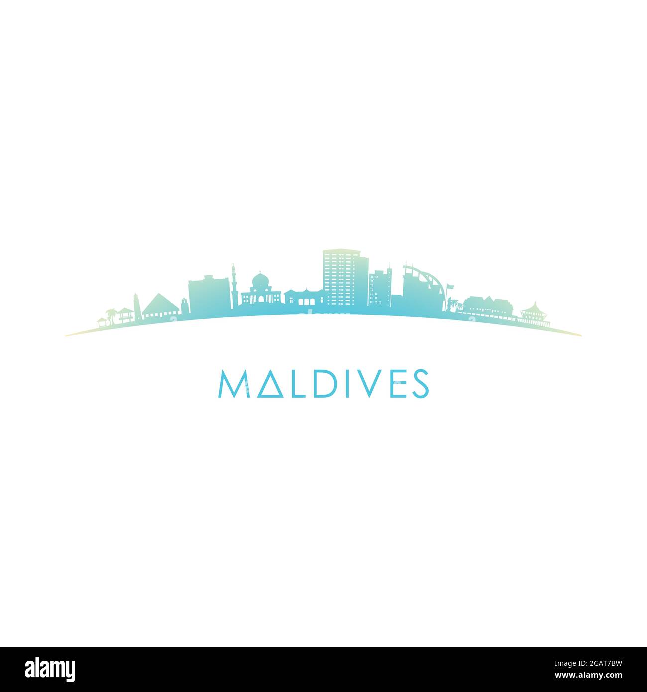 Maldives skyline silhouette. Vector design colorful illustration Stock ...