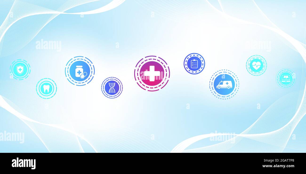 Minimal health care banner template with flat icons. Healthcare ...