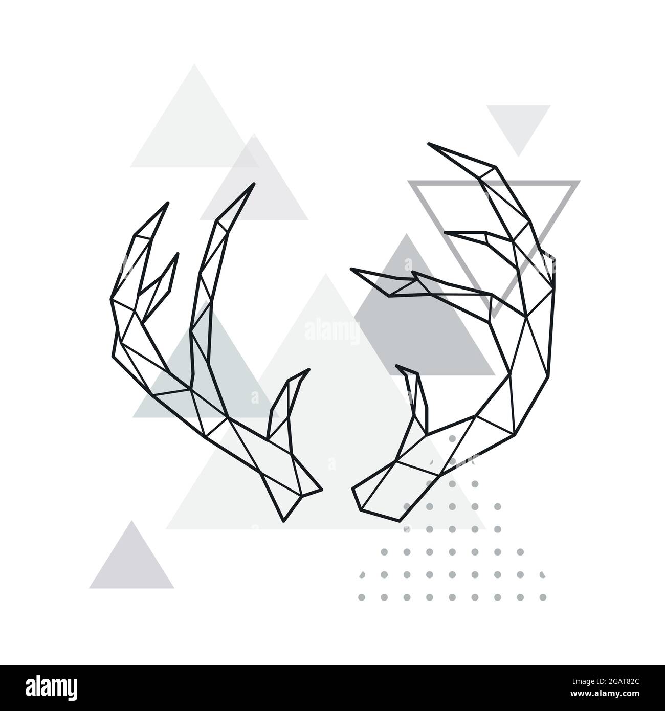 Polygonal Deer horns on minimalist triangle background. Geometric ...