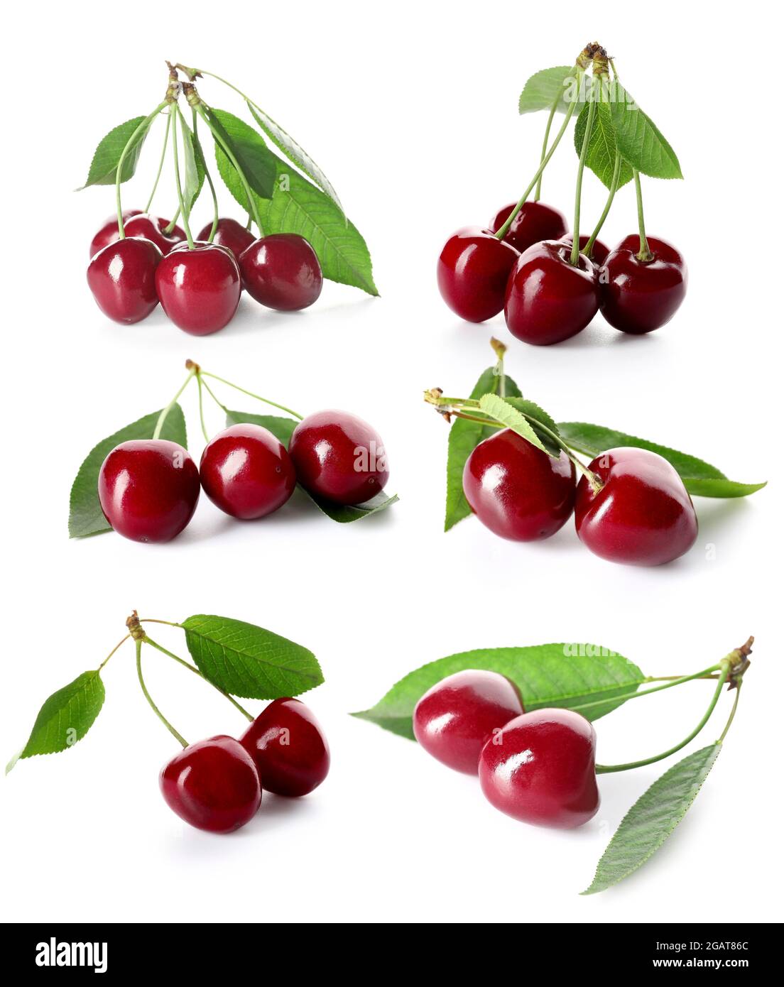Tasty sweet cherries on white background Stock Photo - Alamy