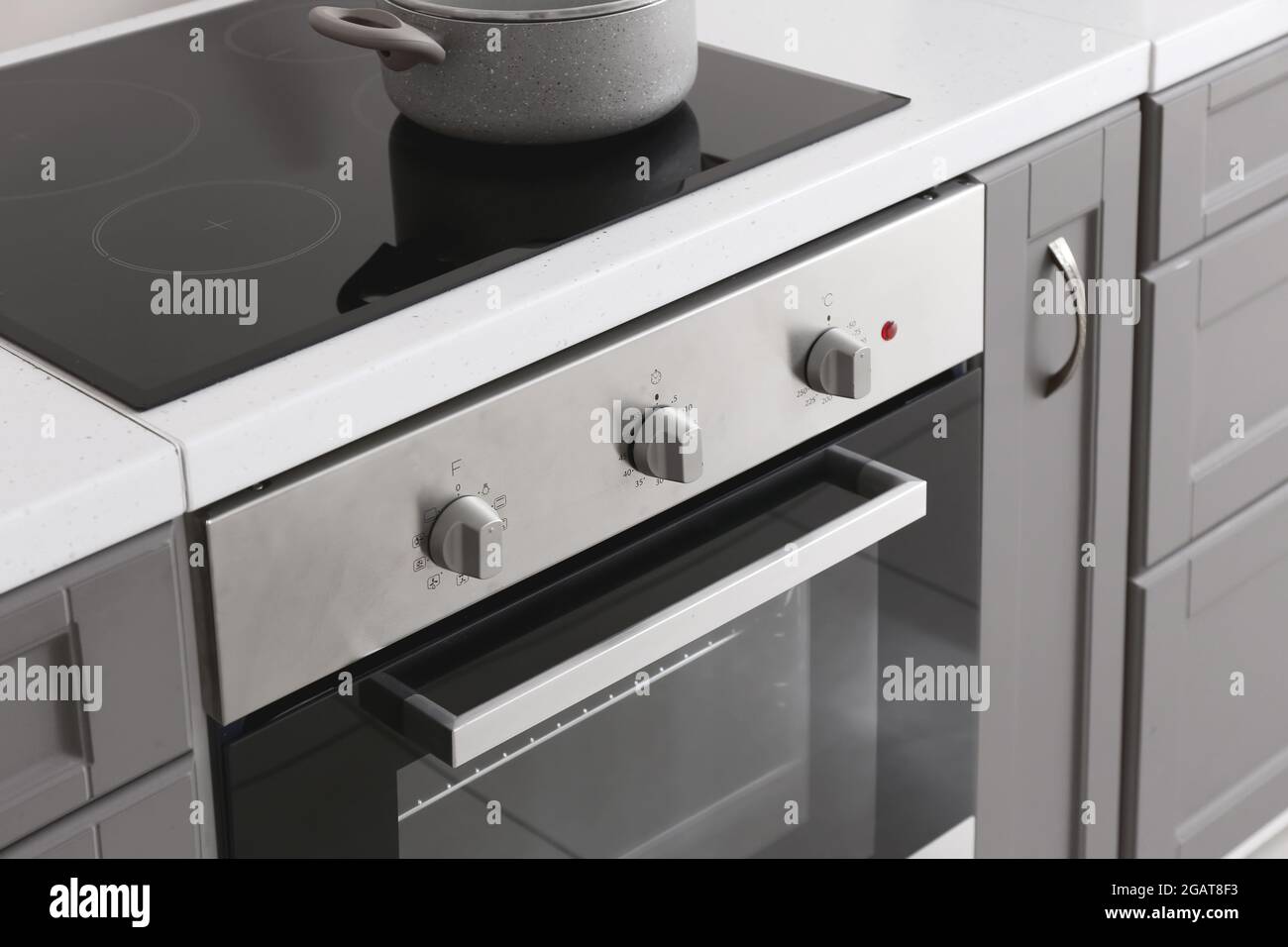 Modern electric oven in kitchen Stock Photo - Alamy