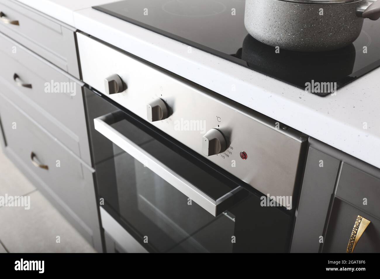Modern electric oven in kitchen Stock Photo - Alamy
