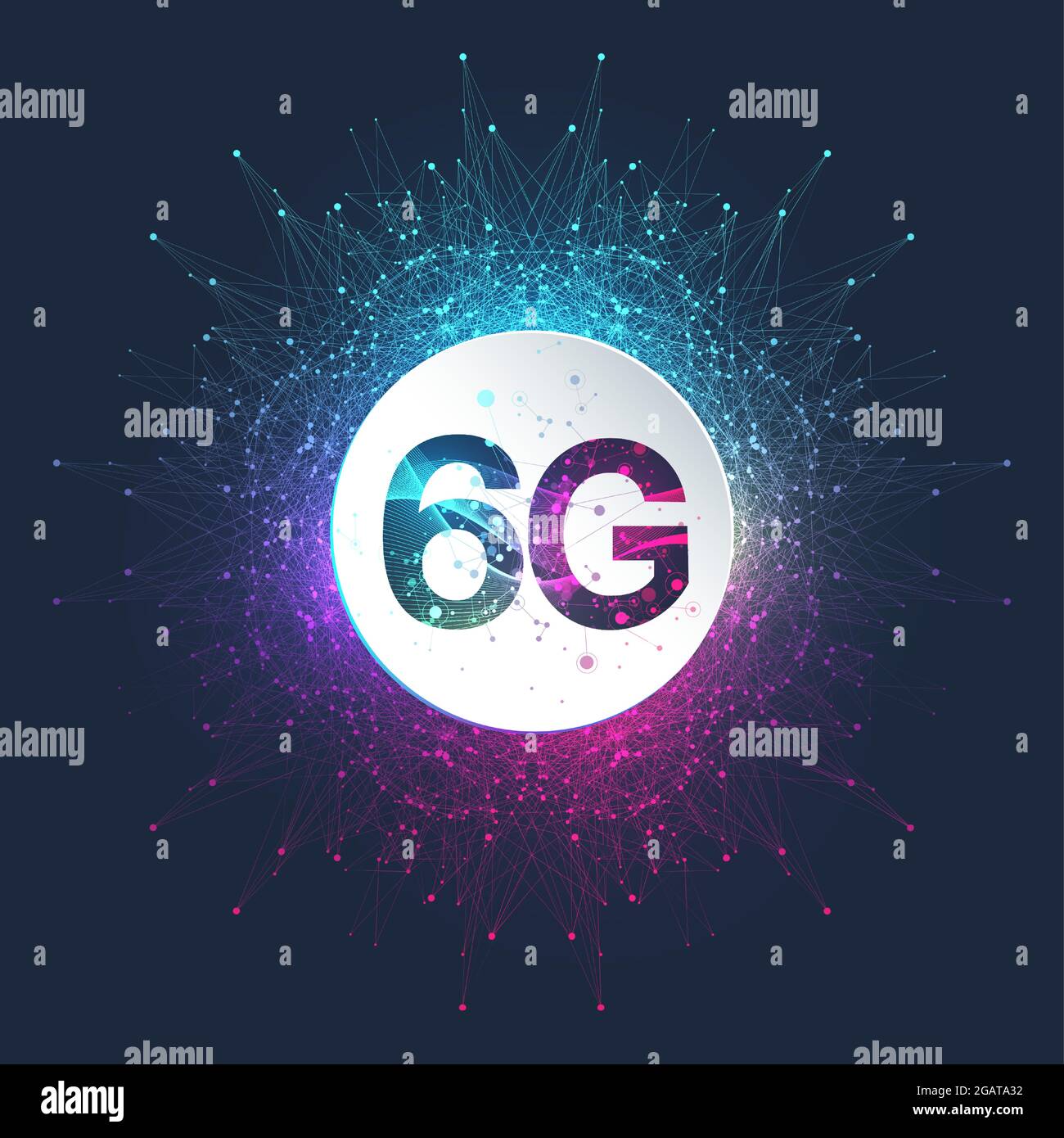 6G network wireless systems and internet vector illustration ...