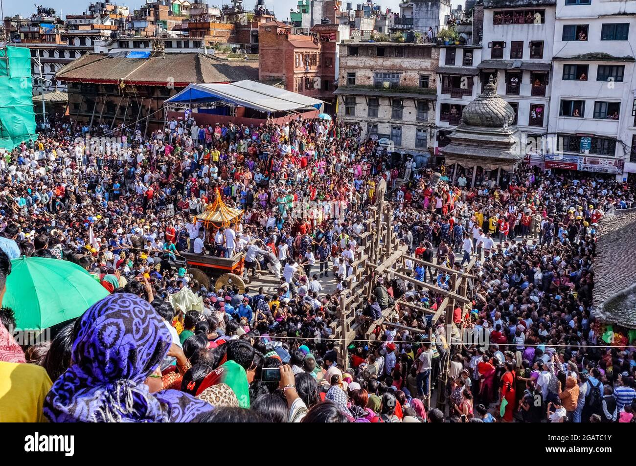 Kumari Jatra, the chariot procession of Kumari during the Indra Jatra ...