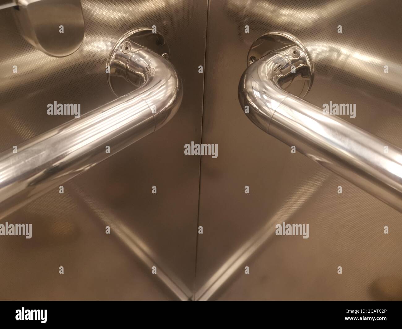 Fall protection in an elevator, railing guide in an elevator Stock ...