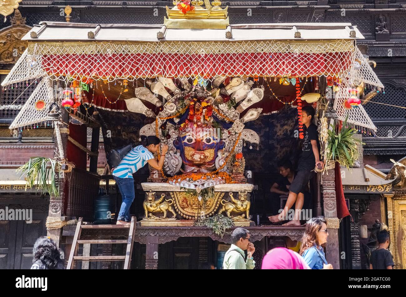 Akash Bhairav head displayed in Indra Chowk during the Yenya (Indra ...