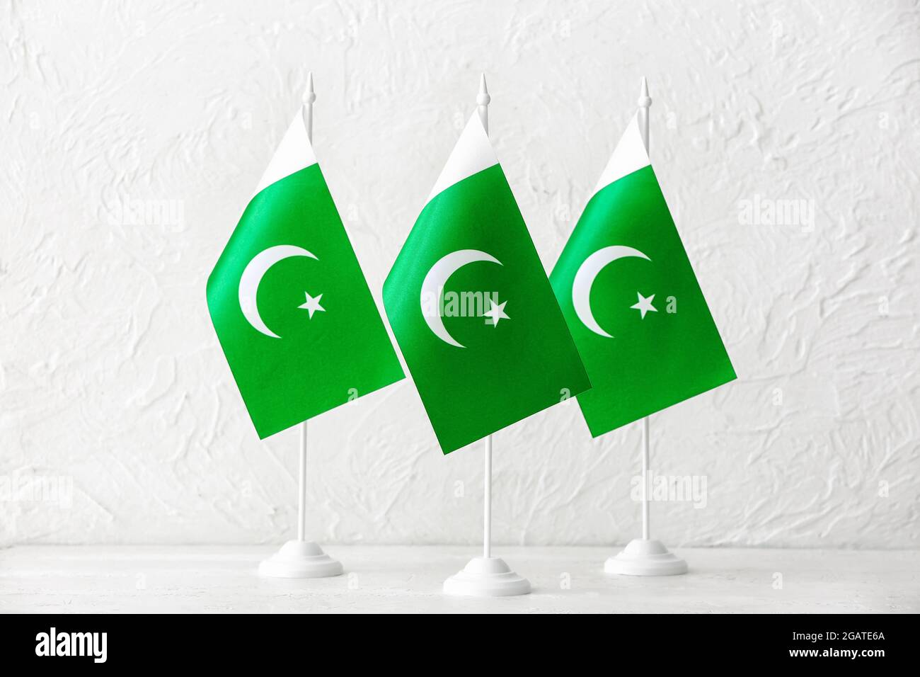 Pakistan flags on light background Stock Photo - Alamy