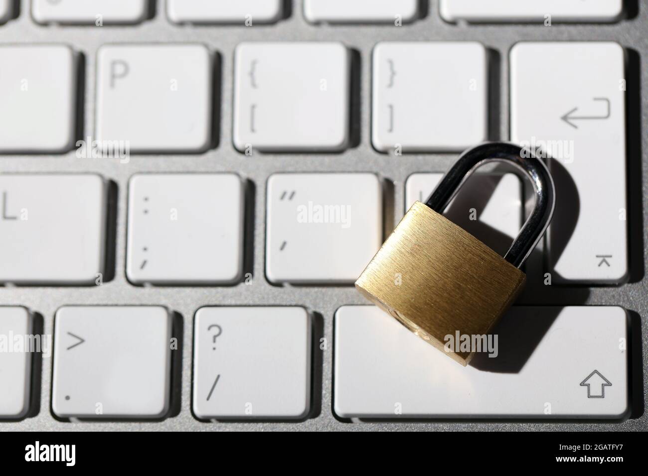 Cyber safety concept - lock on computer keyboard Stock Photo - Alamy