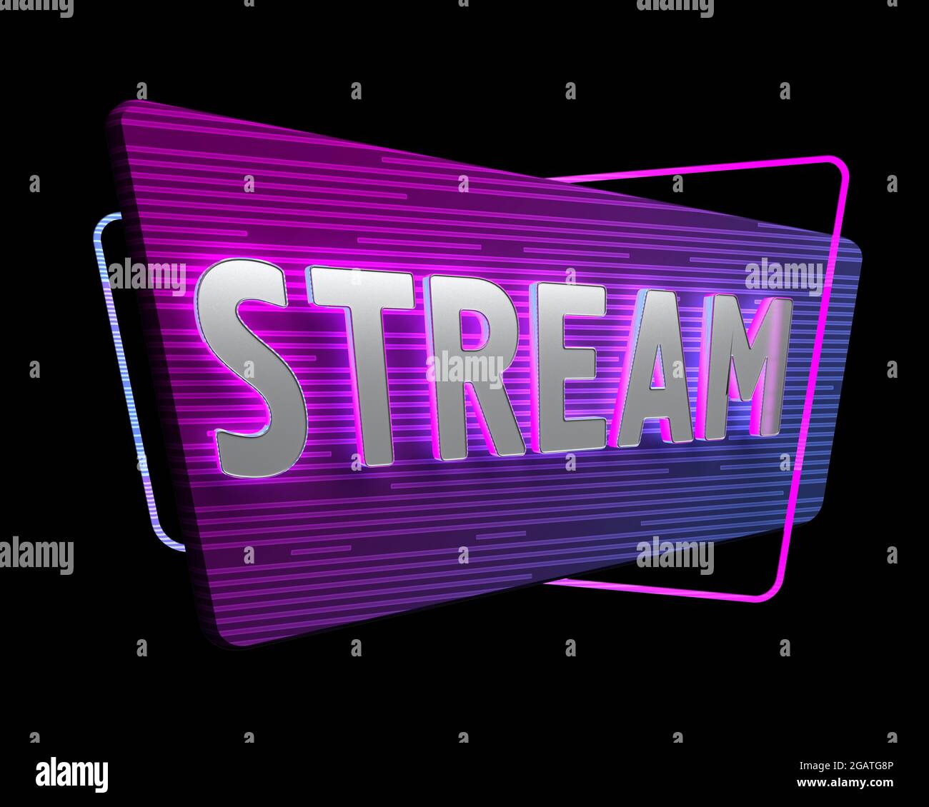 sign with the words stream isolated on black. 3d rendering Stock Photo ...