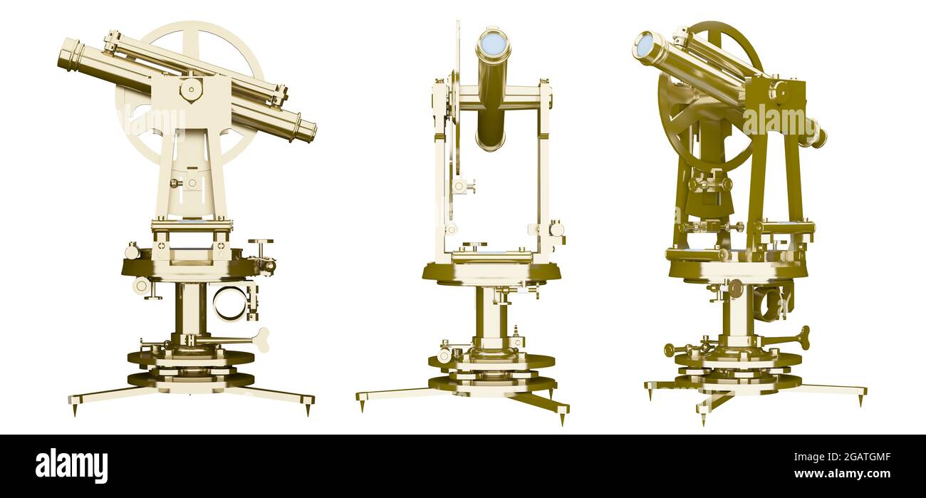 steampunk telescope isolated on white. 3d rendering Stock Photo - Alamy