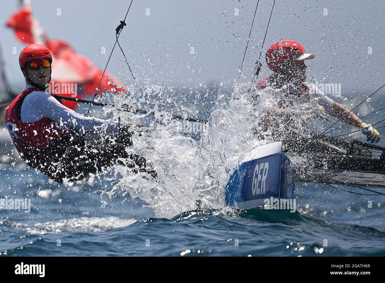 Kanagawa, Japan. 1st Aug, 2021. Paul Kohlhoff (L) and Alica Stuhlemmer ...
