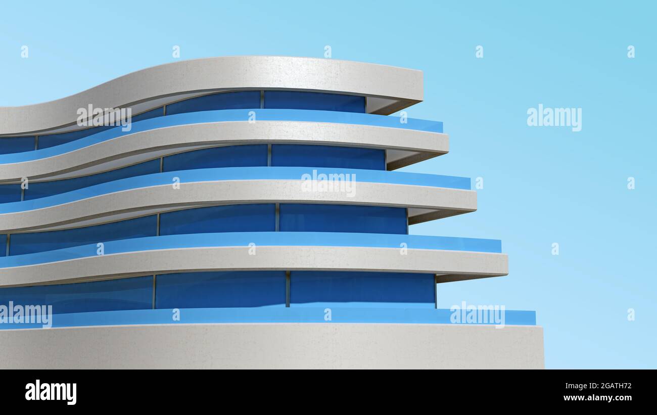 Building Architecture Curved Glass Balconies High Resolution Stock ...