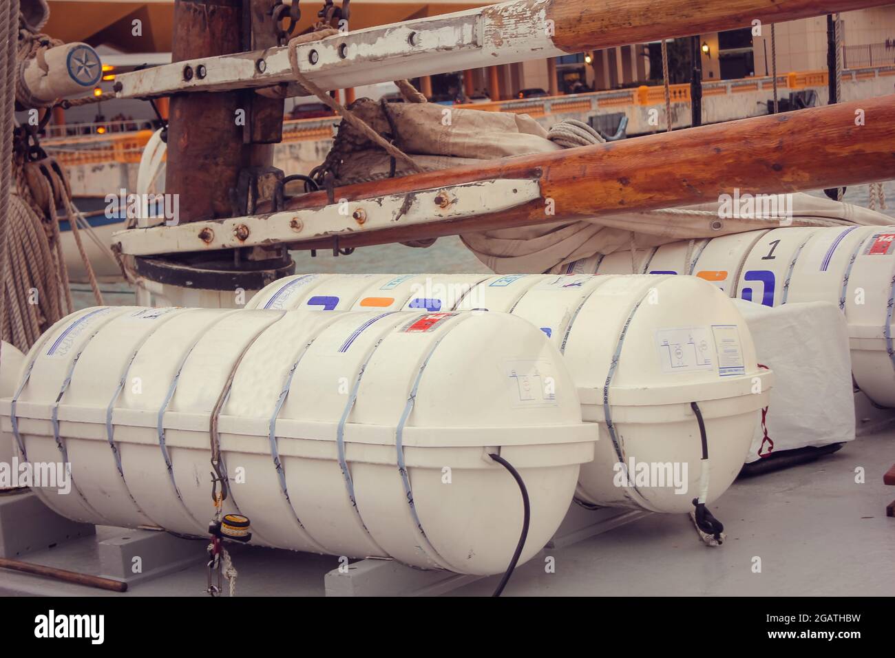 Emergency lifeboat barrel hi-res stock photography and images - Alamy