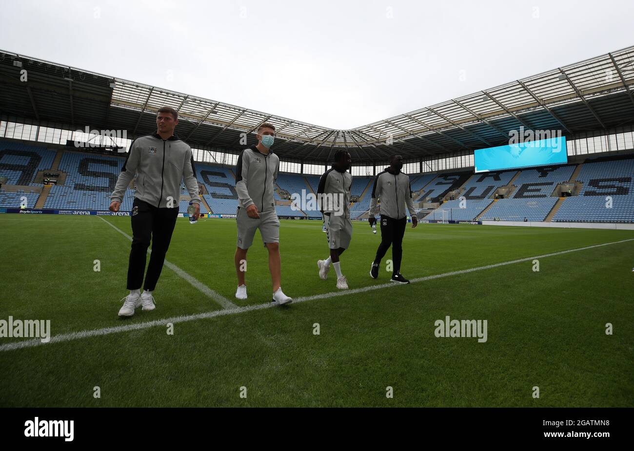 Coventry City players after inspecting the pitch ahead of pre-season ...