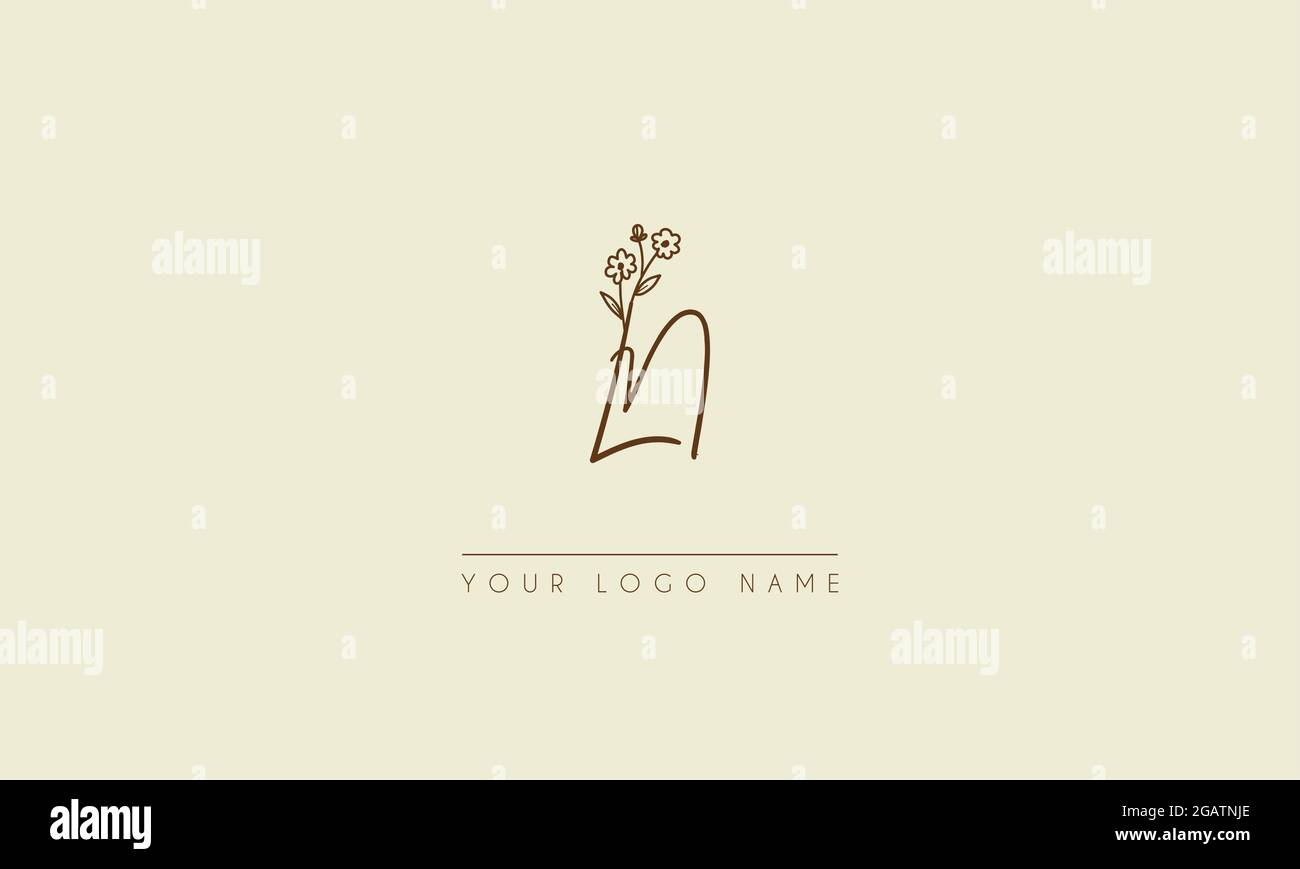 Initial letter LN Or NL Signature handwritten wedding botanical floral ...