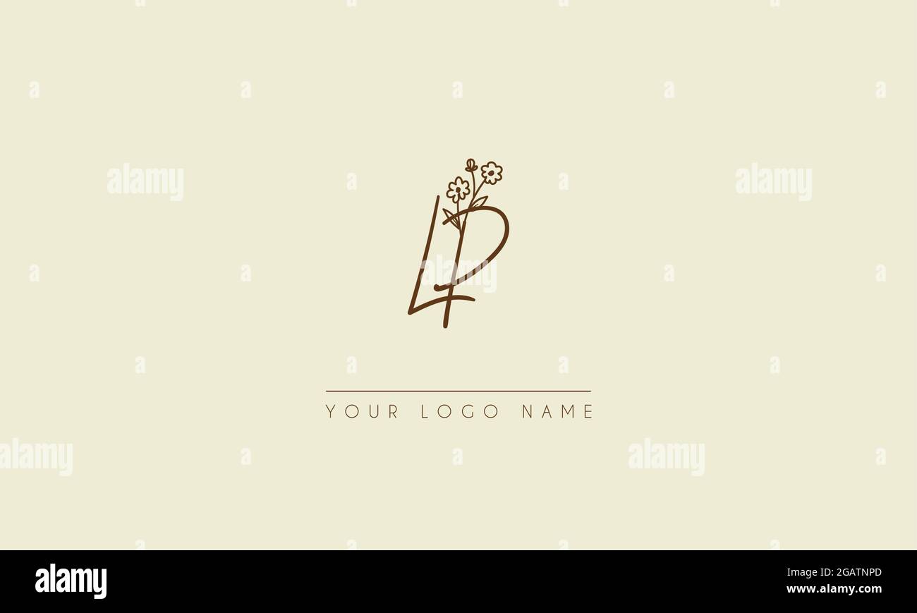 Initial letter LP Or PL Signature handwritten wedding botanical floral ...