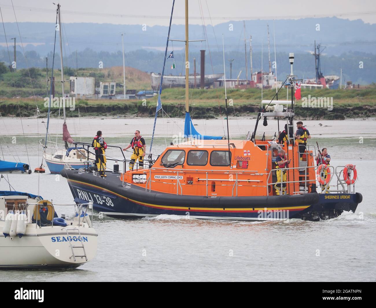 Queenborough, Kent, UK. 1st August, 2021. The old Trent class Sheerness ...