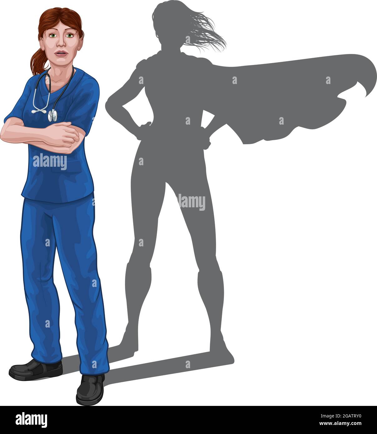 Superhero Nurse Doctor Woman Super Hero Shadow Stock Vector Image & Art ...
