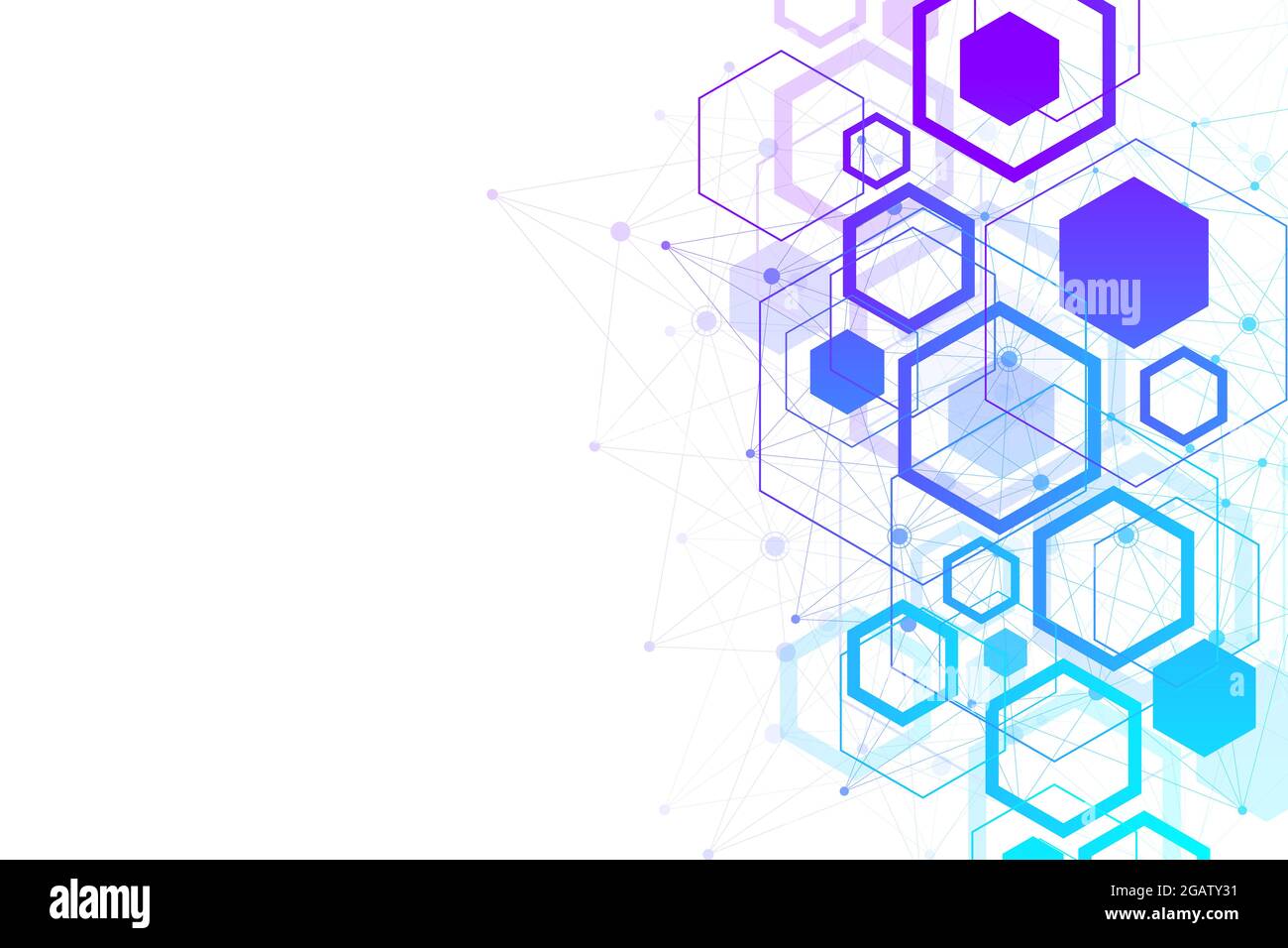 Technology abstract lines and dots connect background with hexagons. Hexagon grid. Hexagons ...