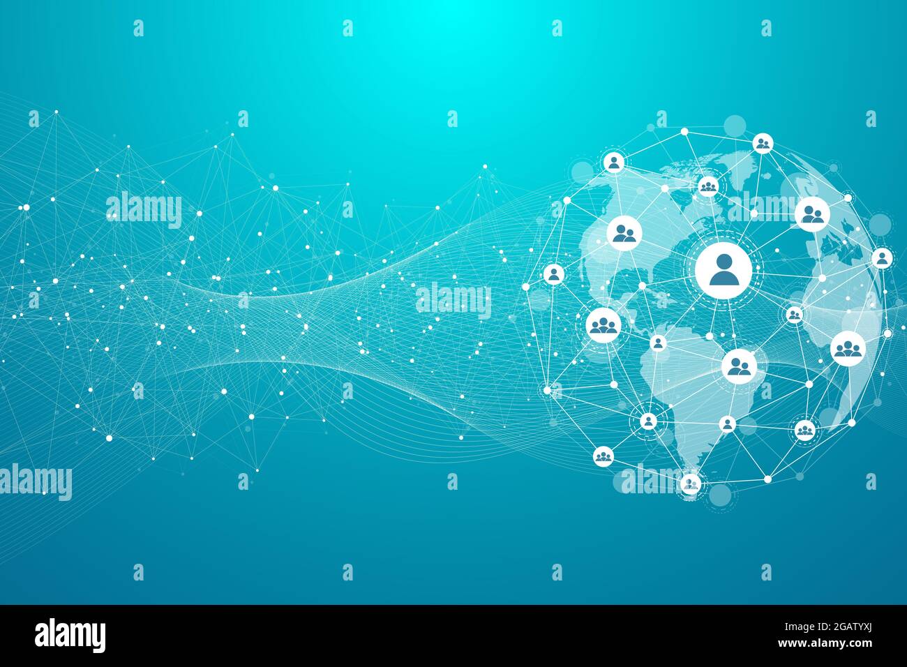 Global network connection concept. Big data visualization. Social network communication in the ...