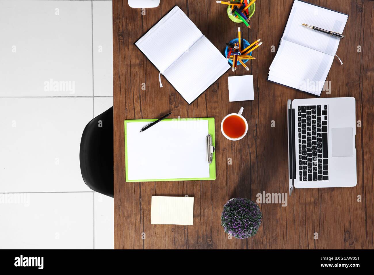 Office table for meetings, top view Stock Photo - Alamy