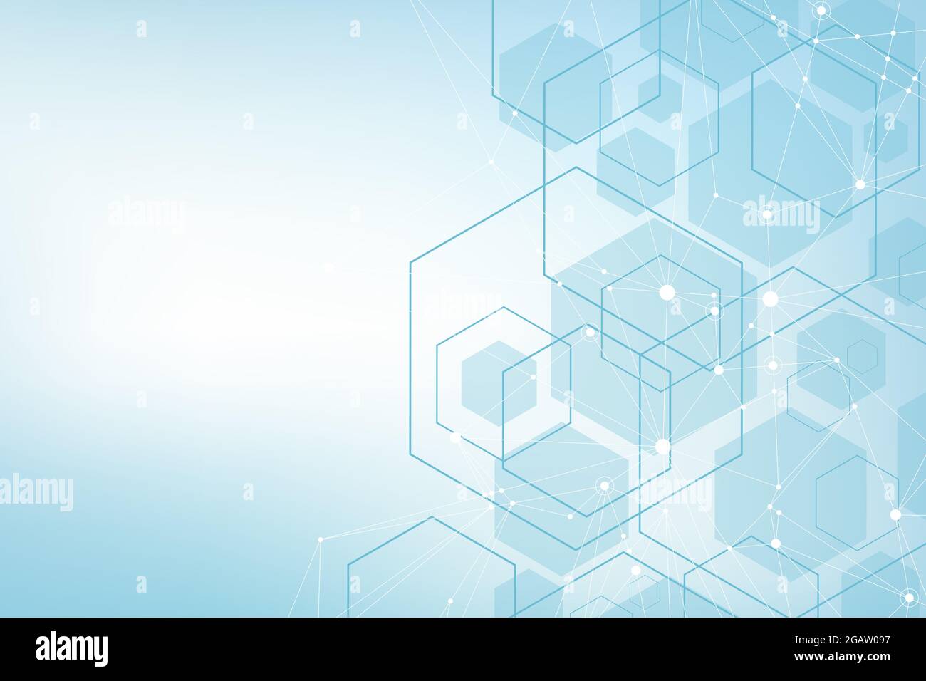 Technology abstract lines and dots connect background with hexagons. Hexagon grid. Hexagons ...