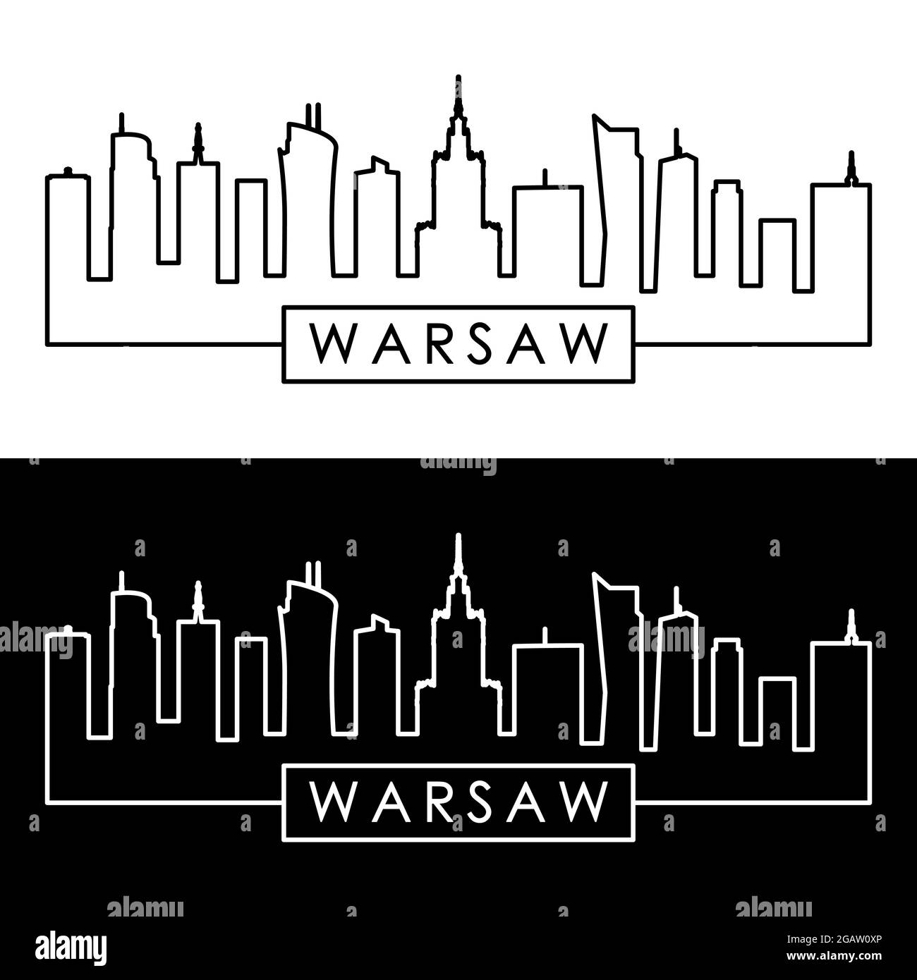 Warsaw skyline. Linear style. Editable vector file Stock Vector Image ...