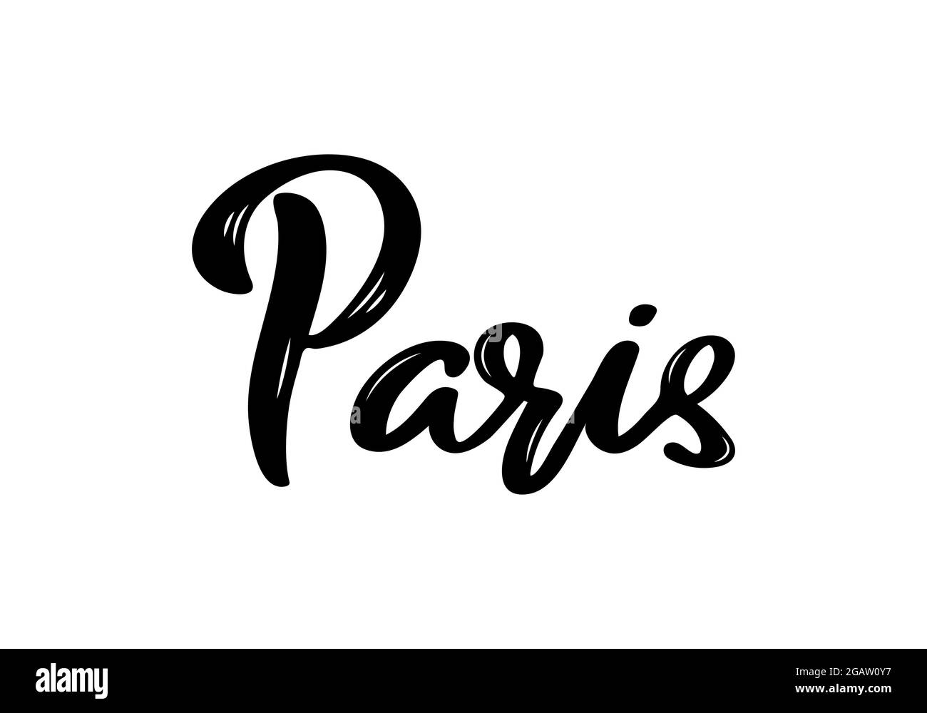 Paris hand-lettering calligraphy. Hand drawn brush calligraphy. City ...