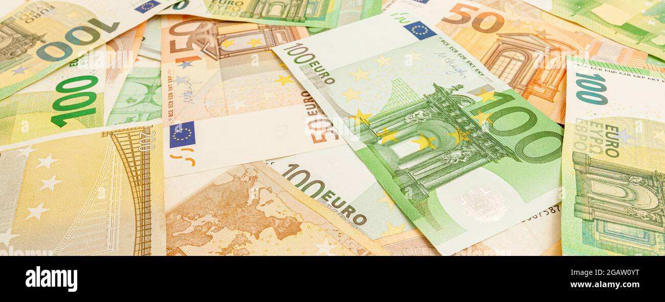 high-quality texture of euro banknotes panorama Stock Photo - Alamy