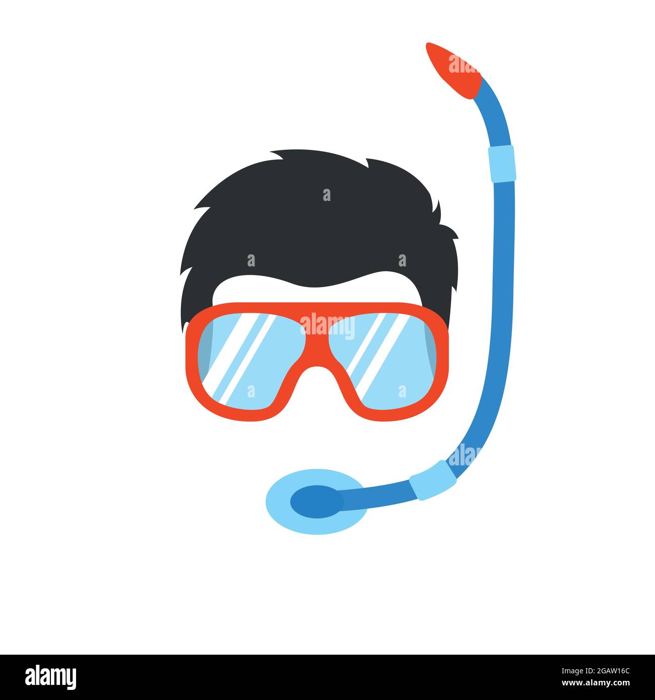 Portrait of man in special equipment for underwater swimming. Scuba ...