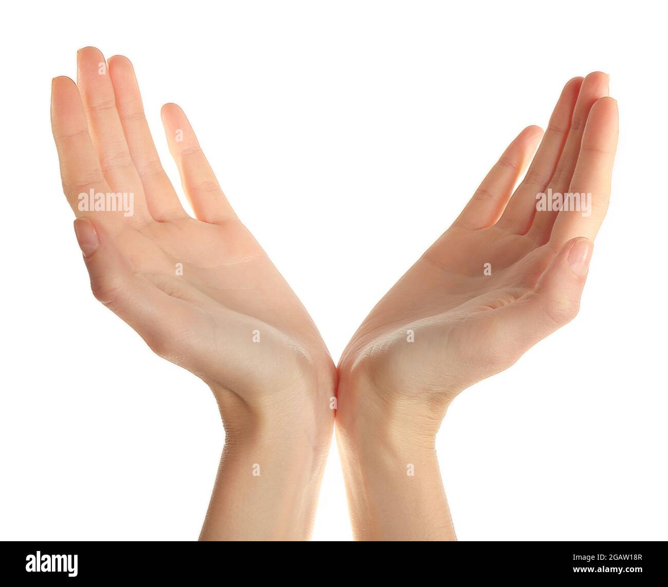 Heart shaped human hands isolated on white background Stock Photo - Alamy