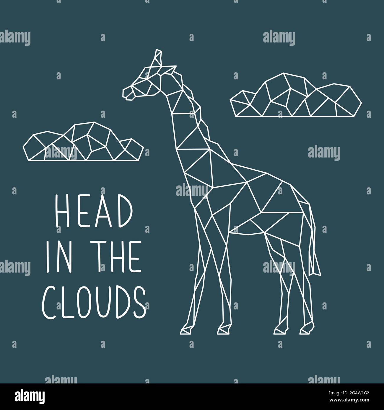 Illustration of abstract geometric giraffe with letting: Head in the ...