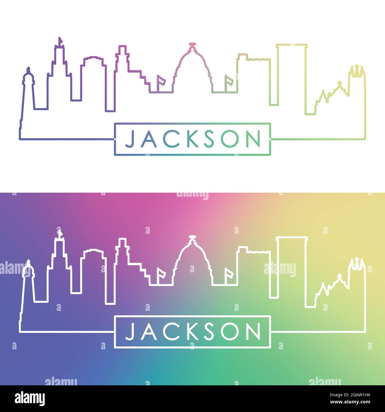 Jackson skyline. Colorful linear style. Editable vector file Stock ...