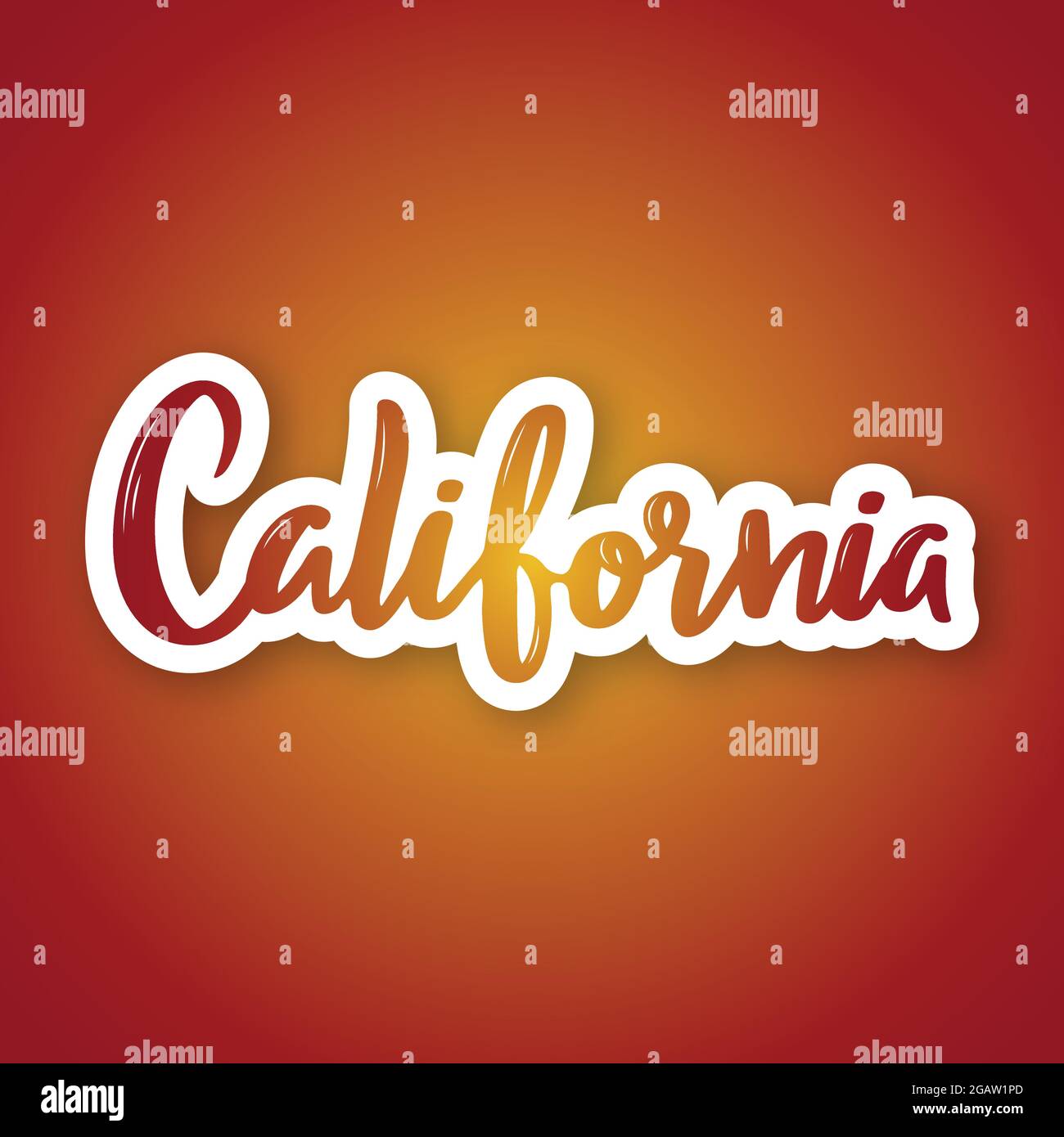 California - hand drawn lettering phrase. Sticker with lettering in ...