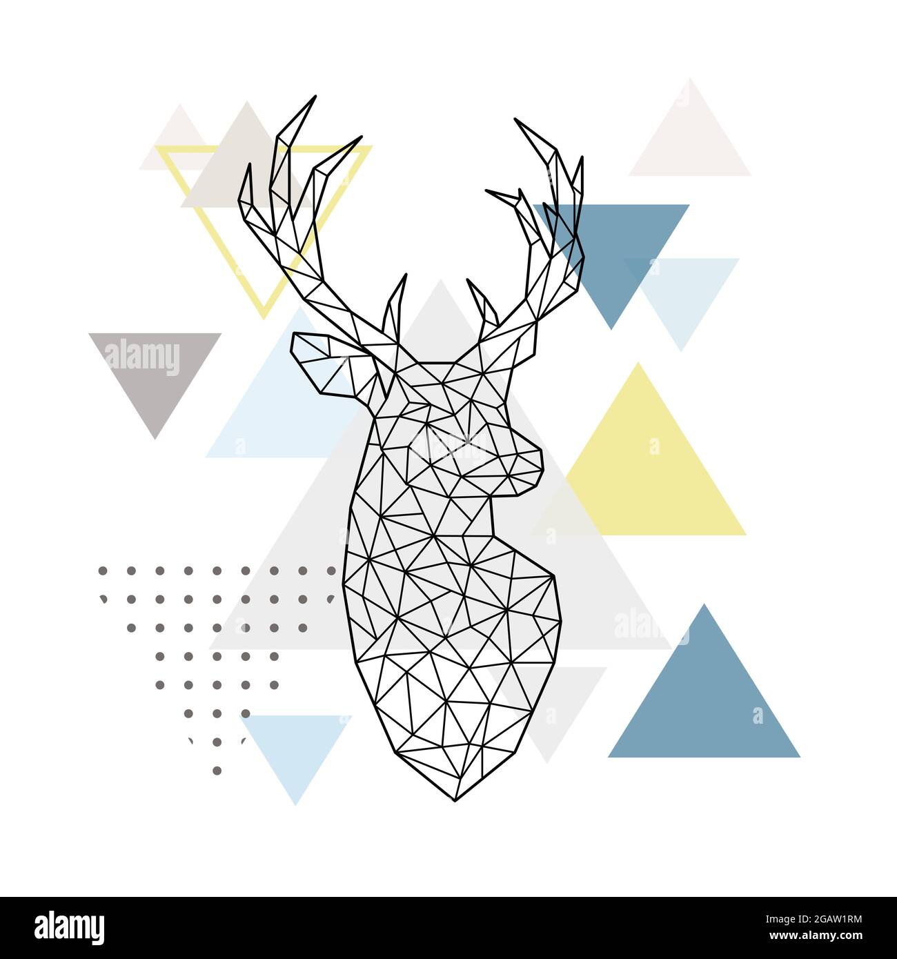Abstract geometric silhouette of a deer on simple triangles background ...
