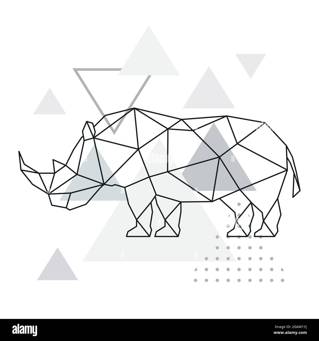 Polygonal rhino on abstract background with triangles. Geometric style ...
