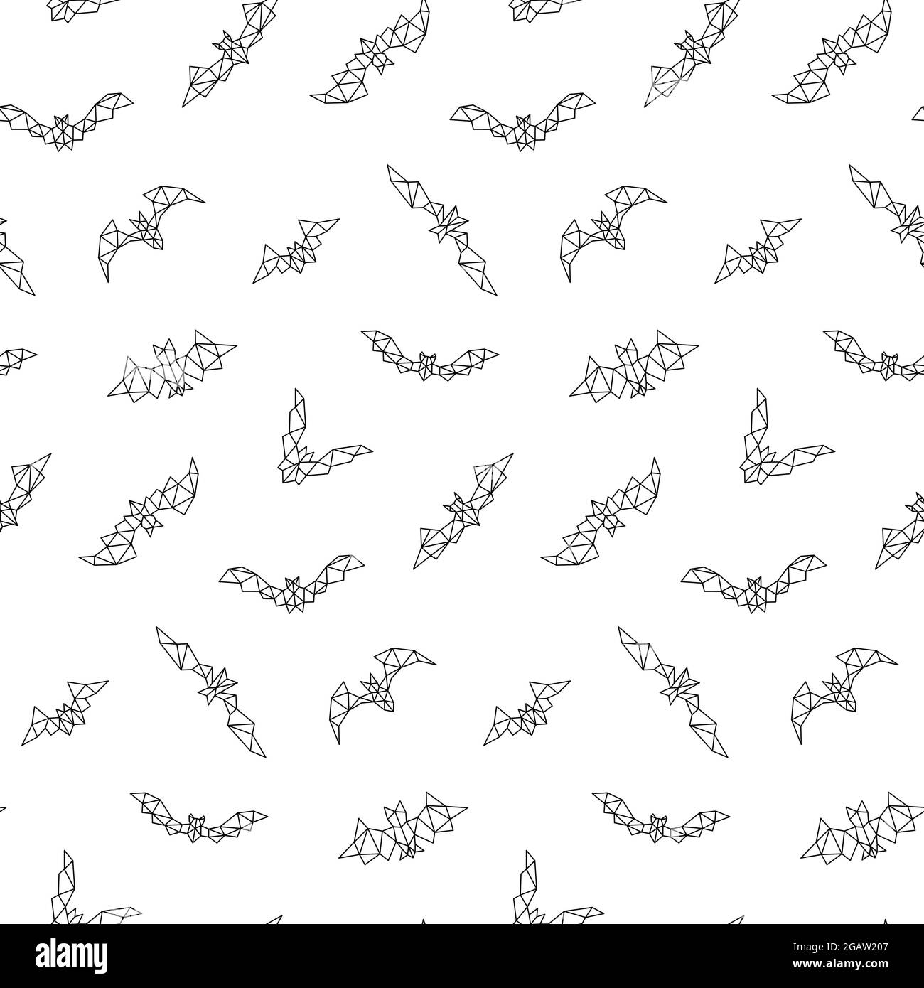 Bat polygonal seamless pattern. Black and white geometric bat print ...